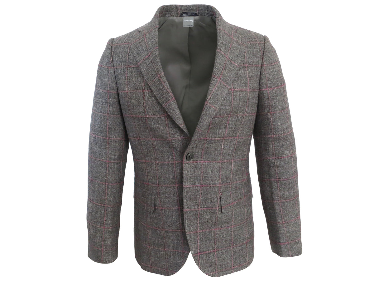 SuitedMan D'Italia Jacket, Windowpane, Gray/Pink